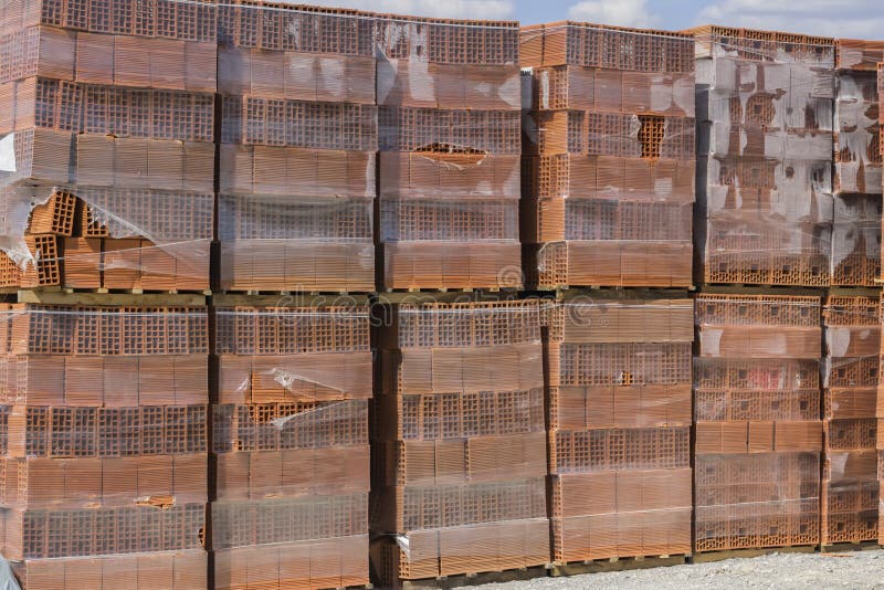 Hollow clay blocks stock image. Image of build, ceramic - 43200509