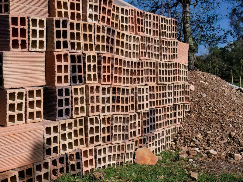 A Stack of Hollow Clay Blocks in a Construction Site Stock Image ...