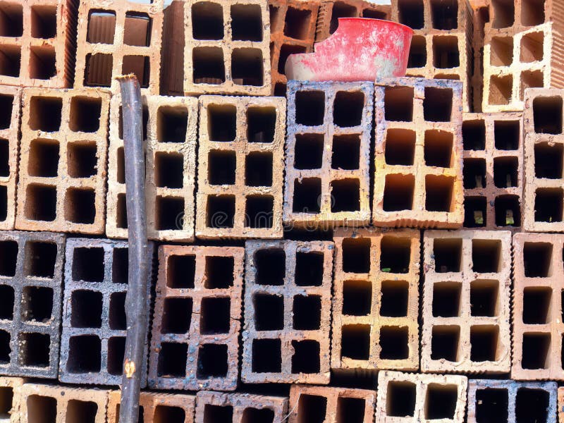 A Stack of Hollow Clay Blocks in a Construction Site Stock Image ...