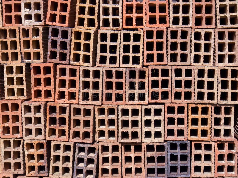 A Stack of Hollow Clay Blocks in a Construction Site Stock Photo ...