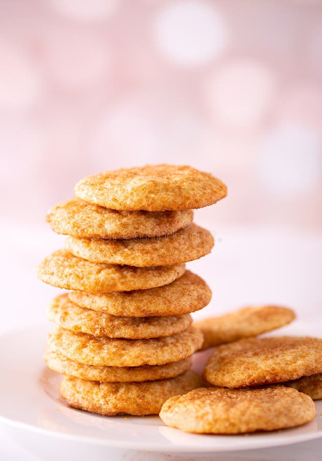 Stack of Homade Snickerdoodle Cookies on a White Plate Stock Image ...