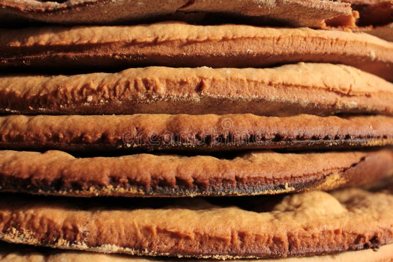 Stack of Home-cooked Cakes on the Kitchen Table. Process of Cake ...