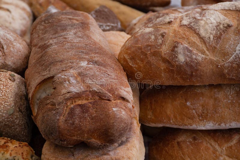 Stack of Home Made Artisan Bread Stock Image - Image of natural, home ...