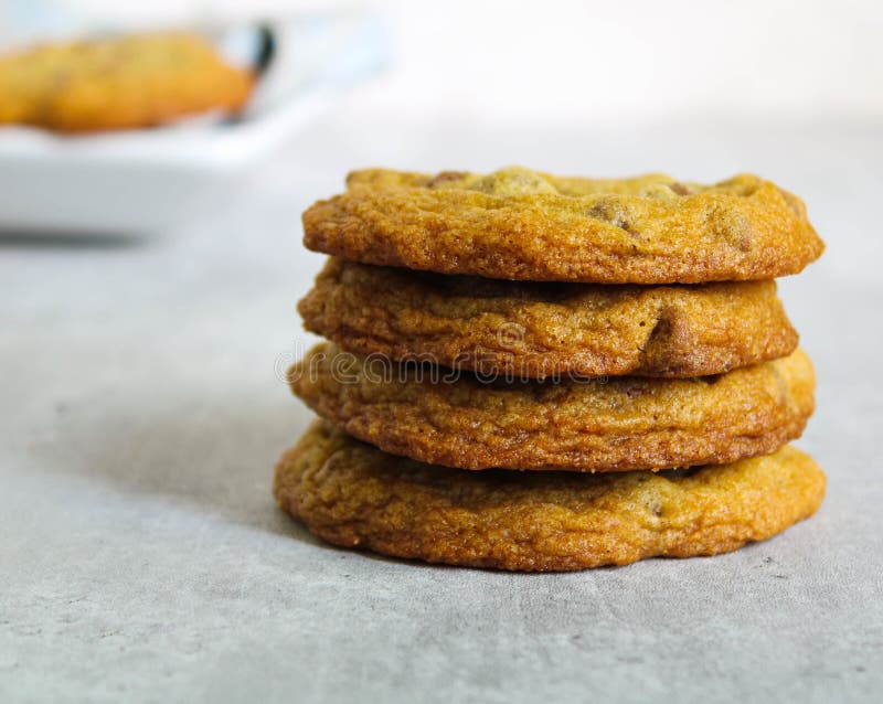 Stack of Homemade Chocolate Chip Cookies Stock Image - Image of crispy ...