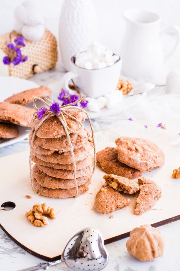 A Stack of Homemade Chocolate Cookies Stock Photo - Image of morning ...