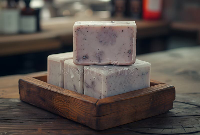 Artisanal Soaps in Wooden Tray on Table Stock Photo - Image of ...