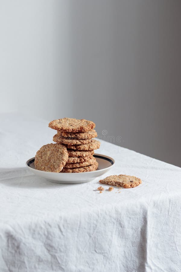 Stack of Homemade Oat Cookies Stock Image - Image of table, cookies ...