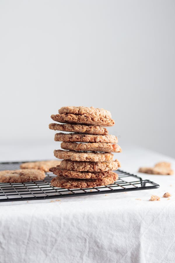 Stack of Homemade Oat Cookies Stock Photo - Image of breakfast, closeup ...