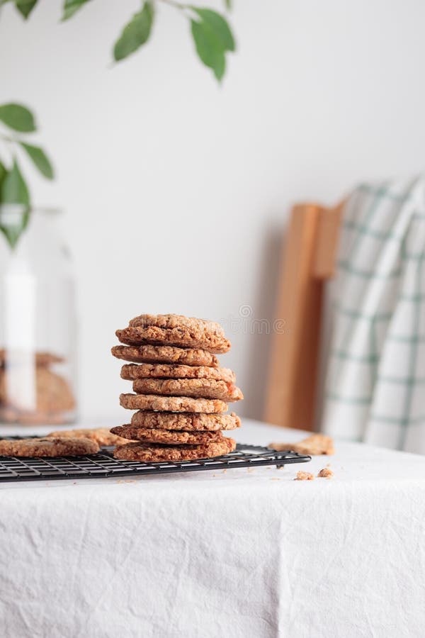 Stack of Homemade Oat Cookies Stock Photo - Image of closeup, cookie ...