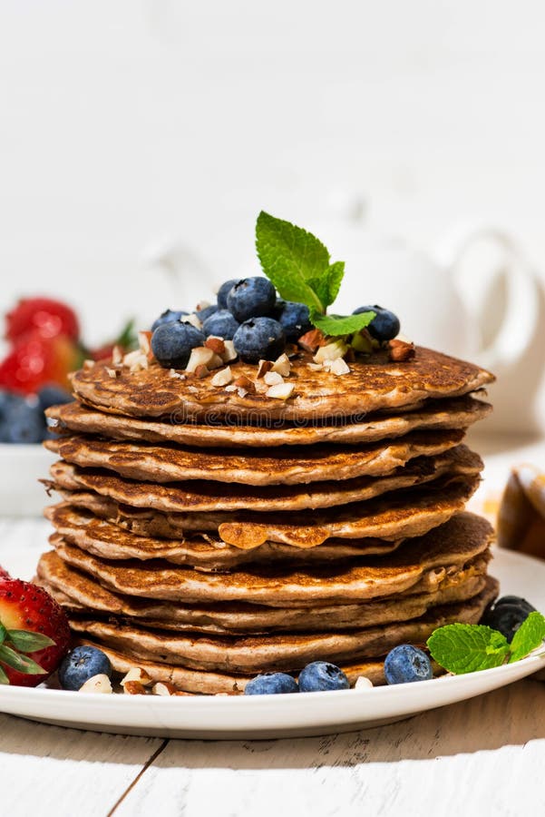 A Stack of Homemade Pancakes, Vertical Stock Photo - Image of pancake ...