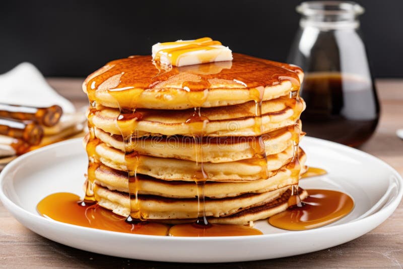 Stack of Homemade Pancakes with Syrup Drizzle Stock Image - Image of ...