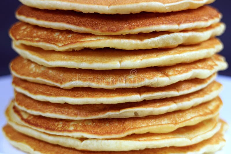 Stack of Homemade Plain Pancakes Served on White Plate Stock Image ...