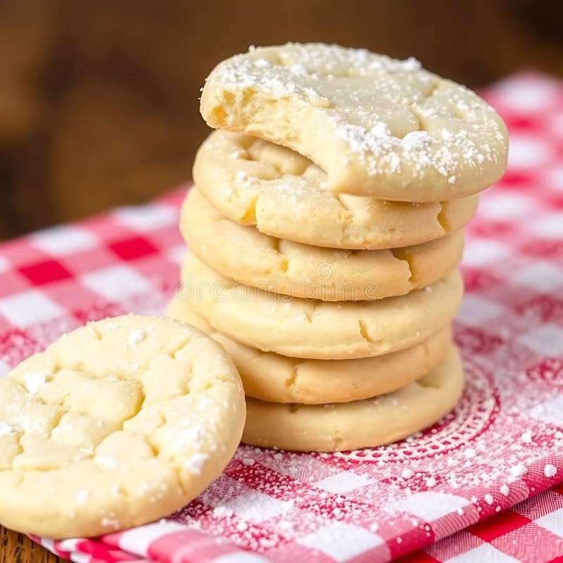 A Stack of Homemade Shortbread Cookies with a Light Dusting of Powdered ...