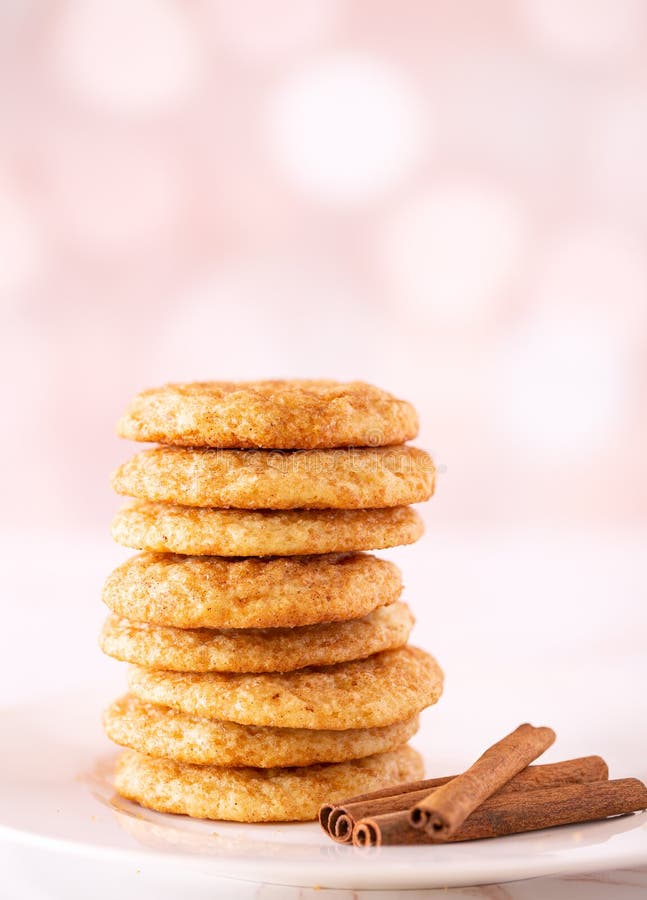 Stack of Homemade Snickerdoodle Cookies with Cinnamon Sticks Stock ...