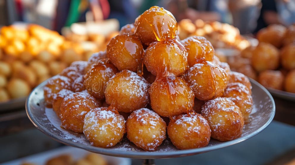 Stack of Honey-glazed Pastries in a Food Market. Stock Image - Image of ...
