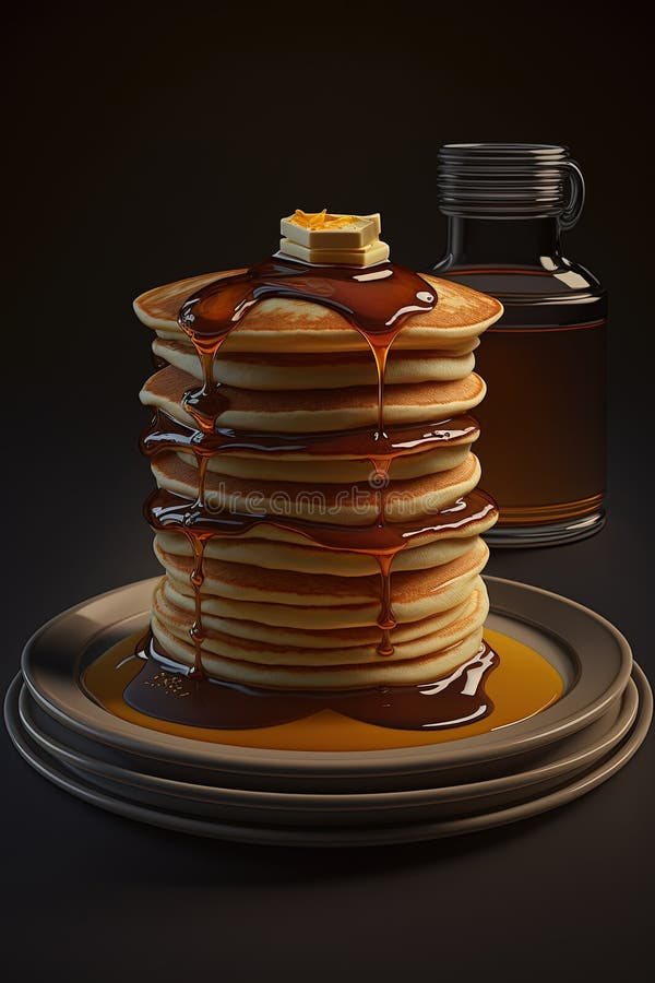 Stack of Hot Pancakes, Butter and Syrup. Generative AI Stock ...