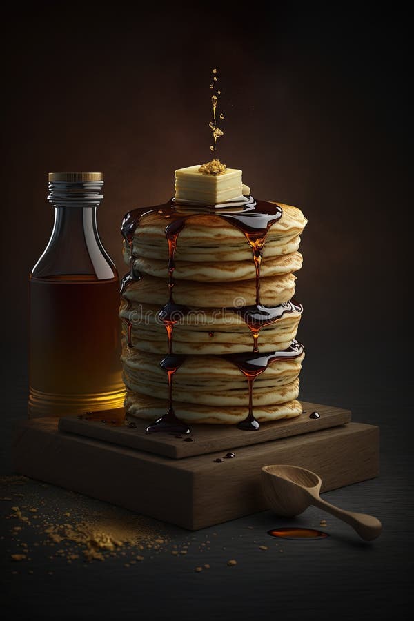 Stack of Hot Pancakes, Butter and Syrup. Generative AI Stock ...