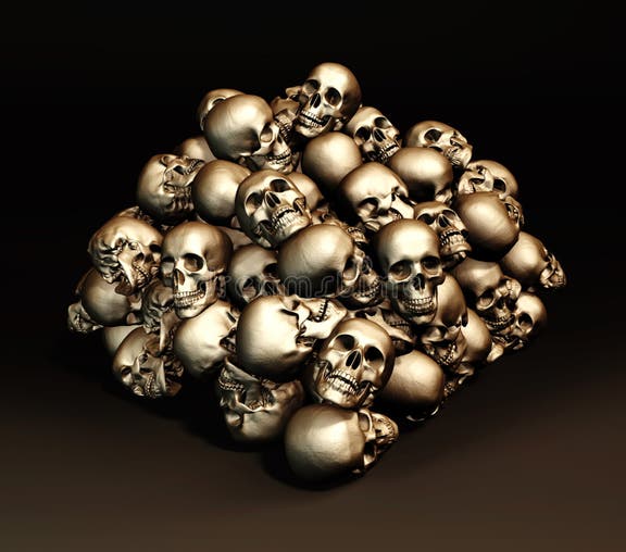 Stack of human skulls. stock illustration. Illustration of grunge ...