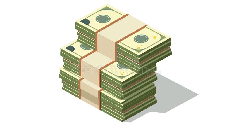 Stack of Hundred Dollar Bills Stock Illustration - Illustration of ...