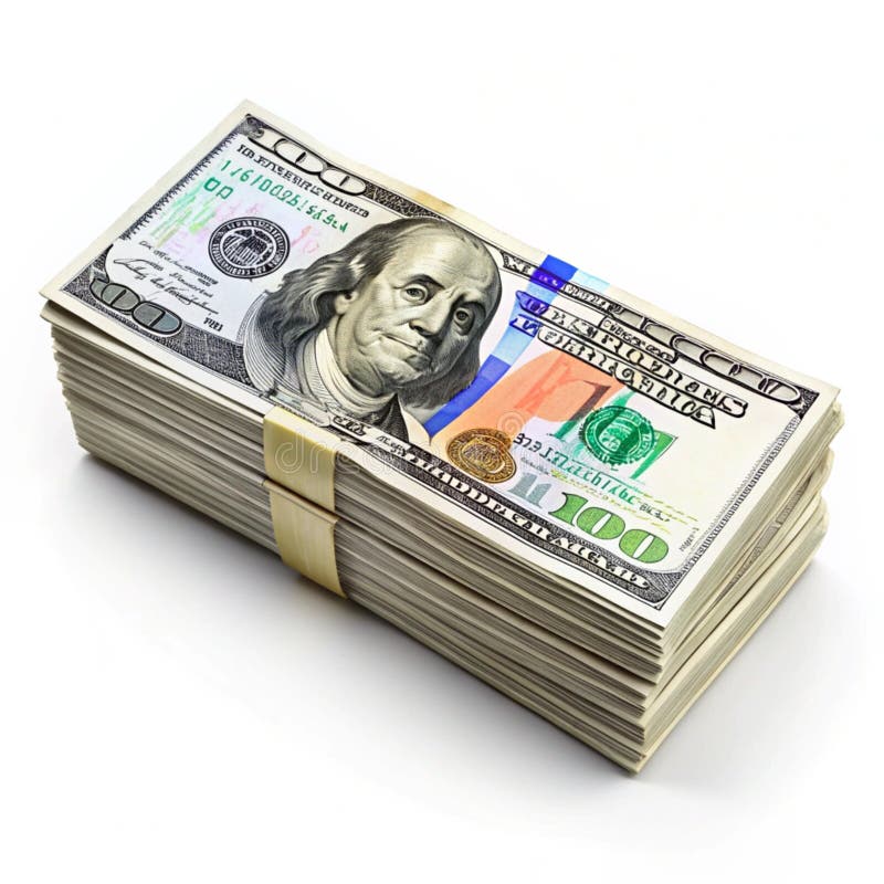 Stack of Hundred Dollar Bills Isolated on White Background Stock ...