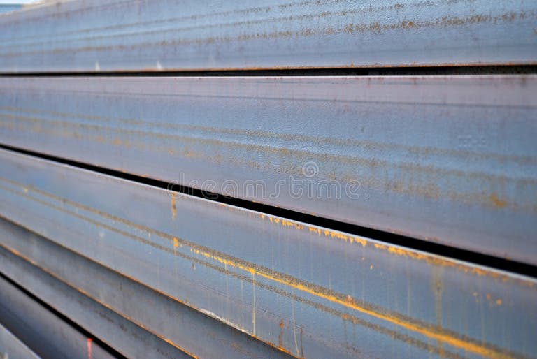 Stack of I-beams close-up stock photo. Image of rust - 11021638