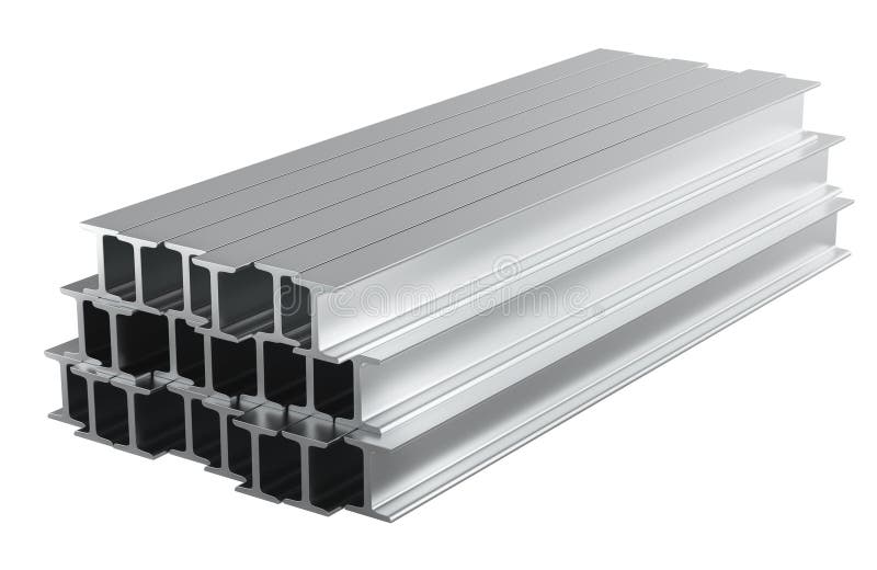 Stack of I-beams or H-shaped, Rolled Steel Joist, Double T. 3D ...