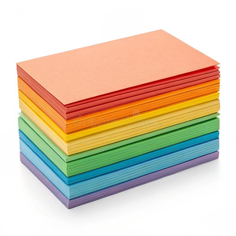 Stack of Index Cards Assorted Colors on White Stock Illustration ...