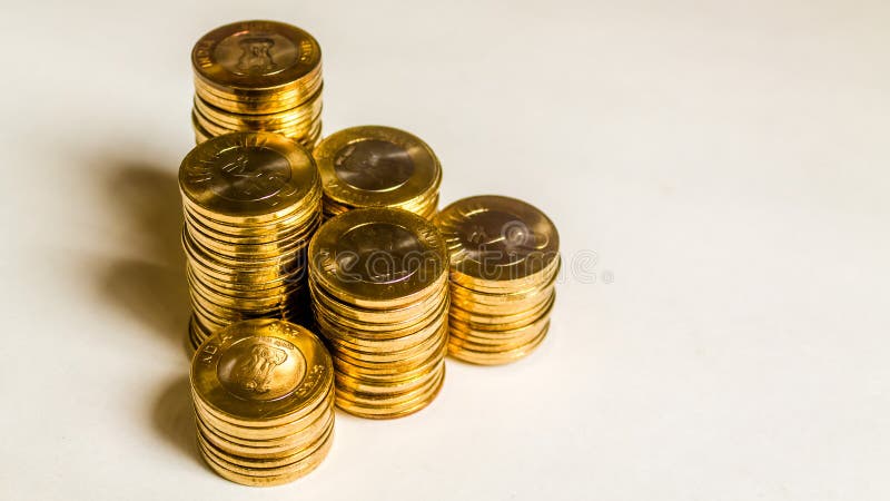Stack of Indian 10 Rupee Currency Coins Stock Image - Image of coins ...