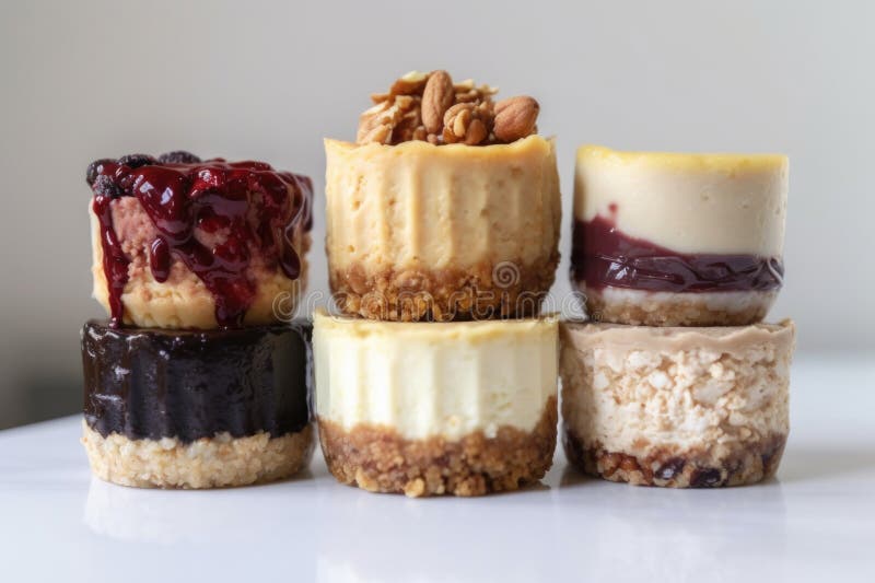 Stack of Individual Cheesecakes, Each One with Its Own Unique Flavor ...