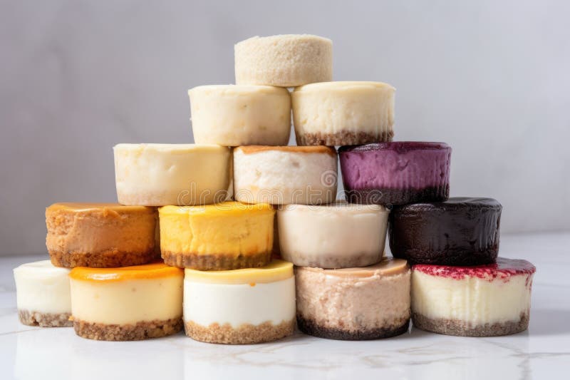 Stack of Individual Cheesecakes, Each One with Its Own Unique Flavor ...