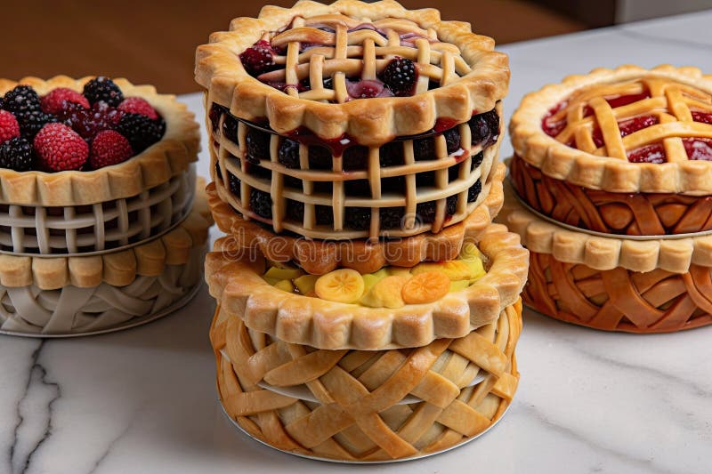 Stack of Individual Fruit Pies, Each with Its Own Unique Design Stock ...