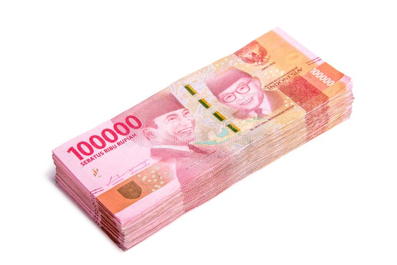 Stack of 100.000 Indonesia Rupiah Isolated Stock Image - Image of ...