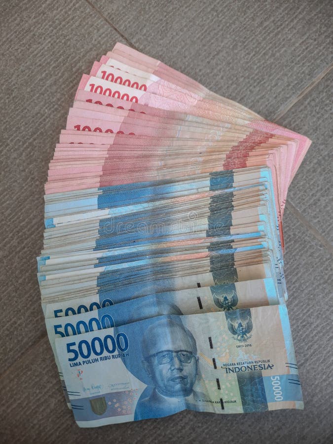 Stack of Indonesian Banknotes with a Nominal Value of Fifty Thousand ...