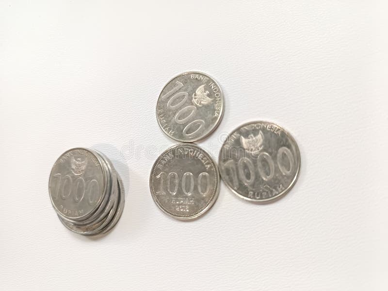 Stack Indonesian Rupiah Coins White Background Highlighting Details ...