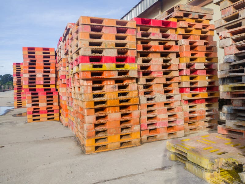 Stack of Industrial Plastic Pallets Stock Image - Image of load ...