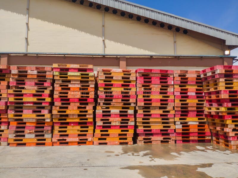 Stack of Industrial Plastic Pallets Editorial Stock Photo - Image of ...