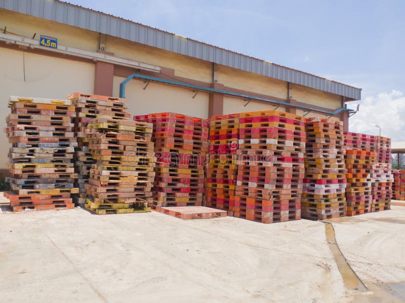 Stack of Industrial Plastic Pallets Stock Image - Image of industry ...