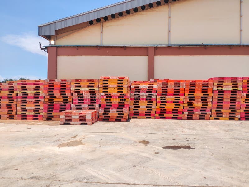 Stack of Industrial Plastic Pallets Stock Image - Image of pallets ...