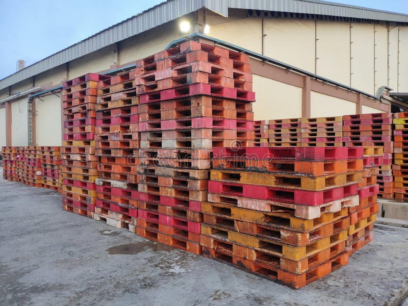 Stack of Industrial Plastic Pallets Stock Image - Image of metal ...