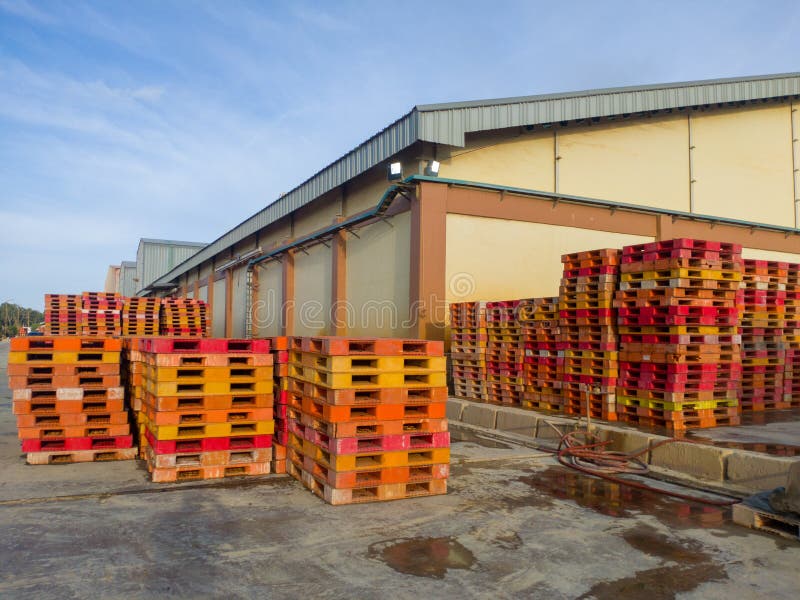 Stack of Industrial Plastic Pallets Stock Image - Image of pallets ...