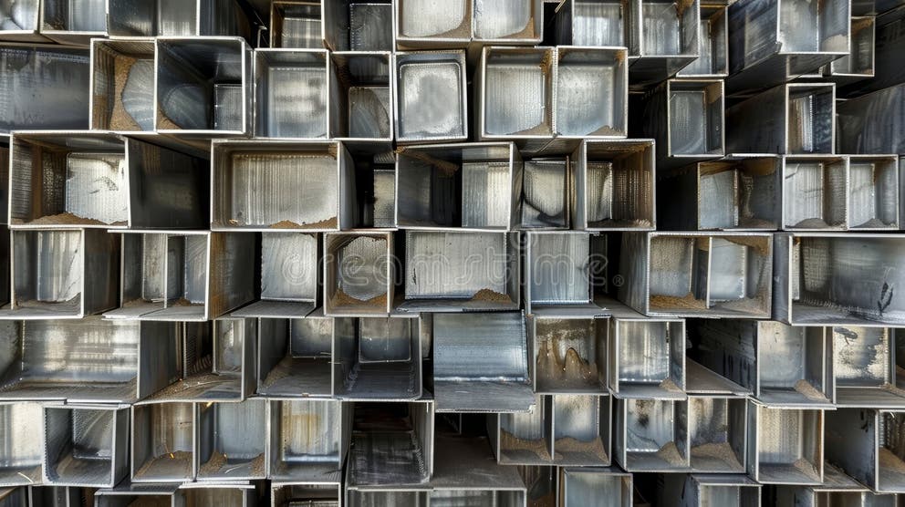 Stack of Industrial Steel I Beams for Construction, Perfect for Large ...