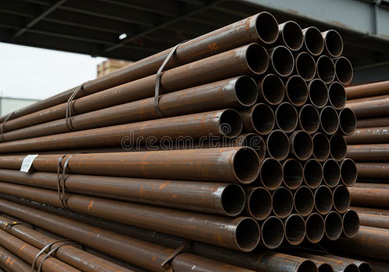 Stack of Industrial Steel Tubes. Stock Photo - Image of furniture ...
