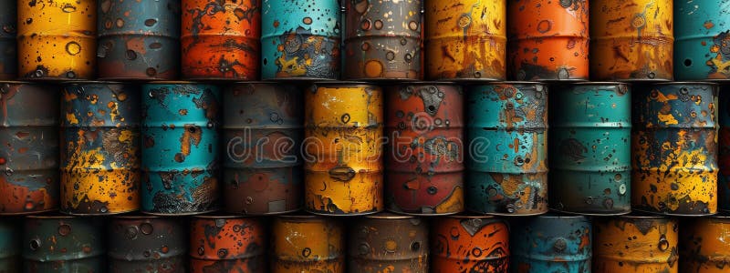 Stack of Industry Oil Barrels. Stock Illustration - Illustration of ...