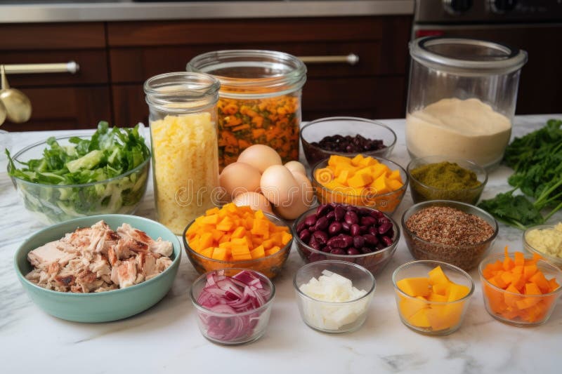 Stack of Ingredients, Each in Their Own Container, Ready To Be ...