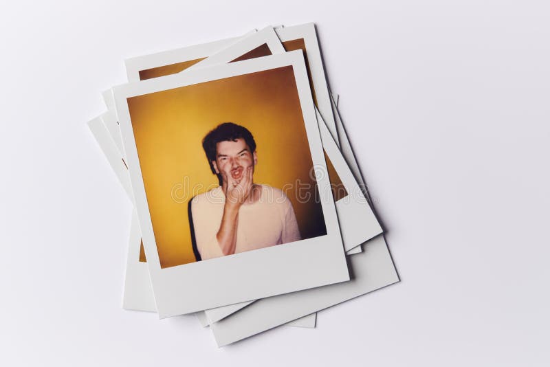 Stack of Instant Film Photos from Modeling Casting in Studio with Shot ...