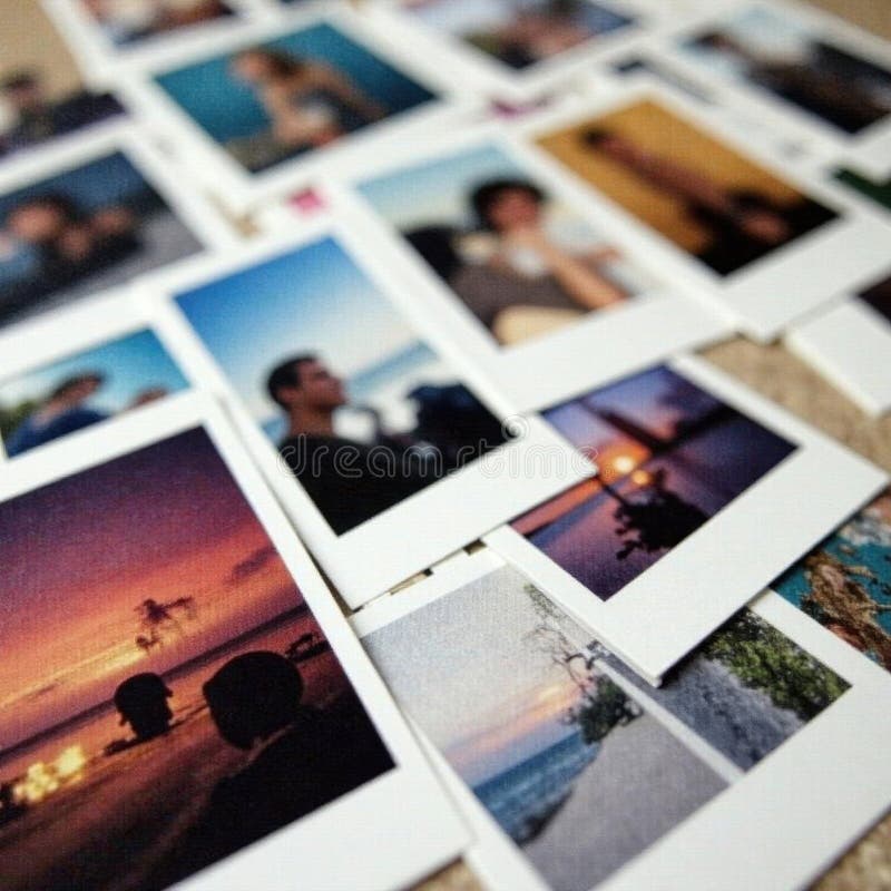 Stack of Instant Photos, Various Colors Borders, Prints, Element, Photo ...