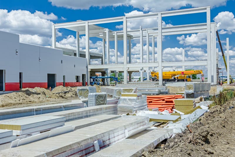 Stack of Insulation Composite Panel Walls are Piled on Building Stock ...