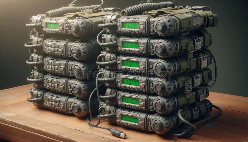 The Stack of Intercom Belt Packs Portable Communication Units L Stock ...