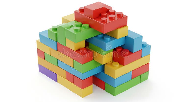 Stack of Interlocking Building Blocks in Various Bright Colors ...