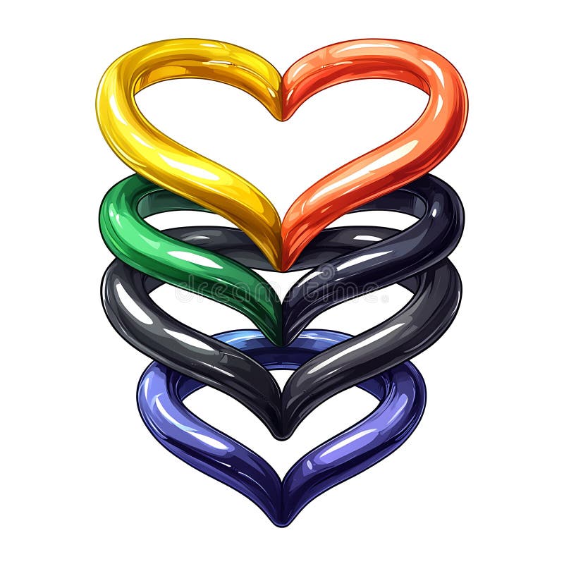 Stack of Interlocking Colorful Heart Shapes Abstract Design Element ...
